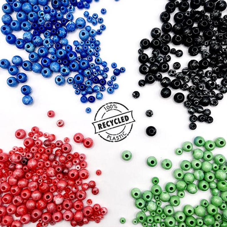 50 X Recycled Plastic Beads 12mm/8.5mm/6.5mm | Jewellery Making ...