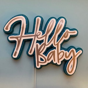 Hello Baby Cake Topper, Baby Cake Topper, Gender Reveal Cale Topper ...