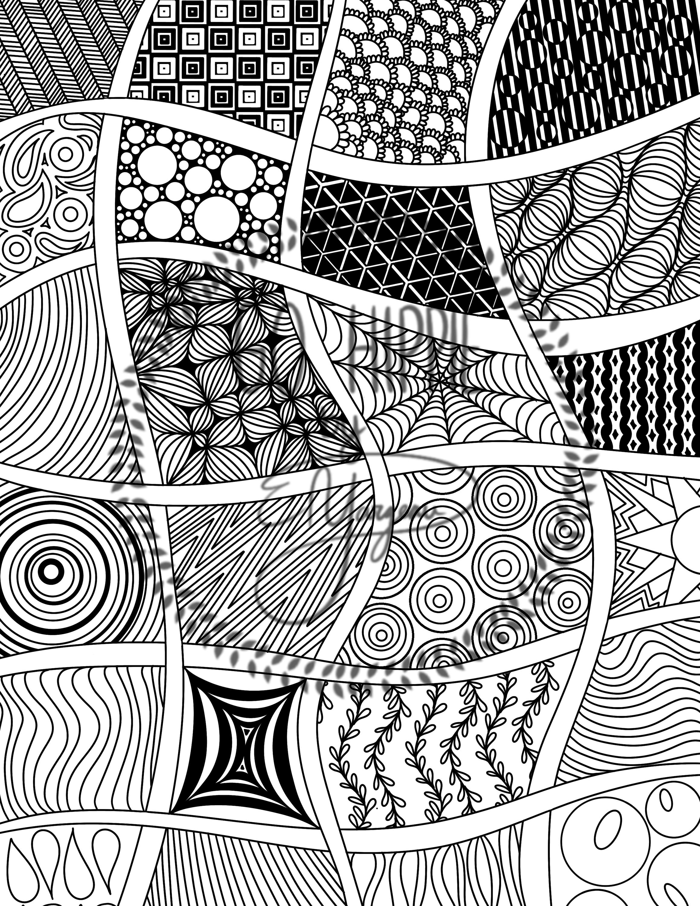 Mediatative Zentangle Coloring Page - Etsy