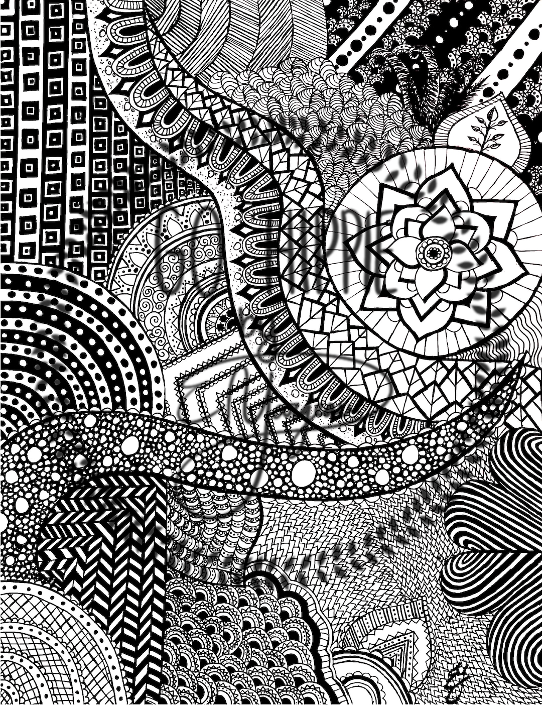 Zentangle Coloring Page - Etsy