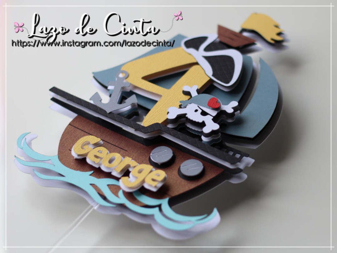 Personalised Pirate Cake Topper From 1 to 9 Years Pirate Ship Cake ...