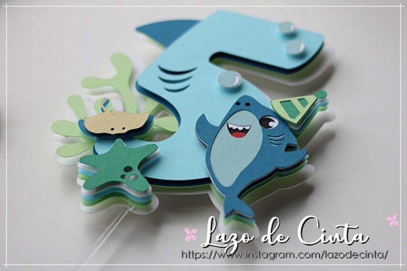 Personalised Shark Birthday Cake Topper Shark Cake Topper Shark Party ...