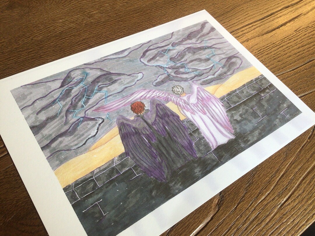 Good Omens Art Print Crowley and Aziraphale on the Wall of the - Etsy