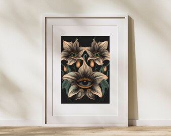 Eye Bloom Poster Digital Download Wall Print Flower - Etsy