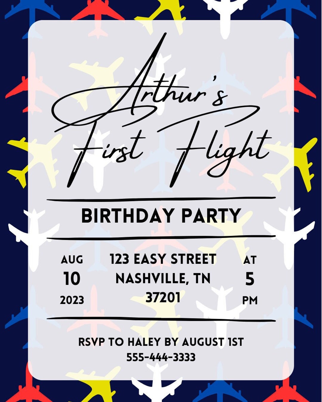 First Flight Editable Birthday Invitation - Etsy