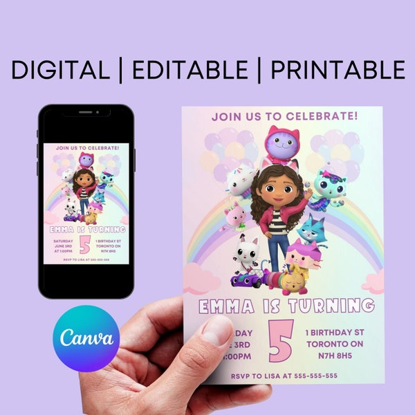 Girls Gabbys Dollhouse Birthday Card - Etsy