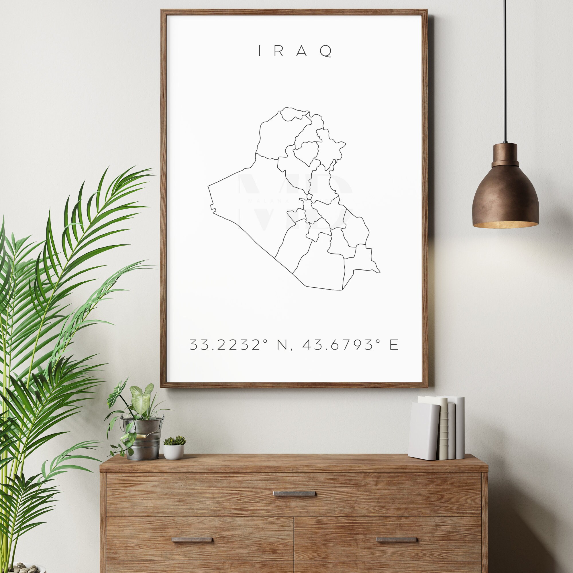 Iraq Map Outline Minimal Iraq Map Outline Modern Iraq Map - Etsy