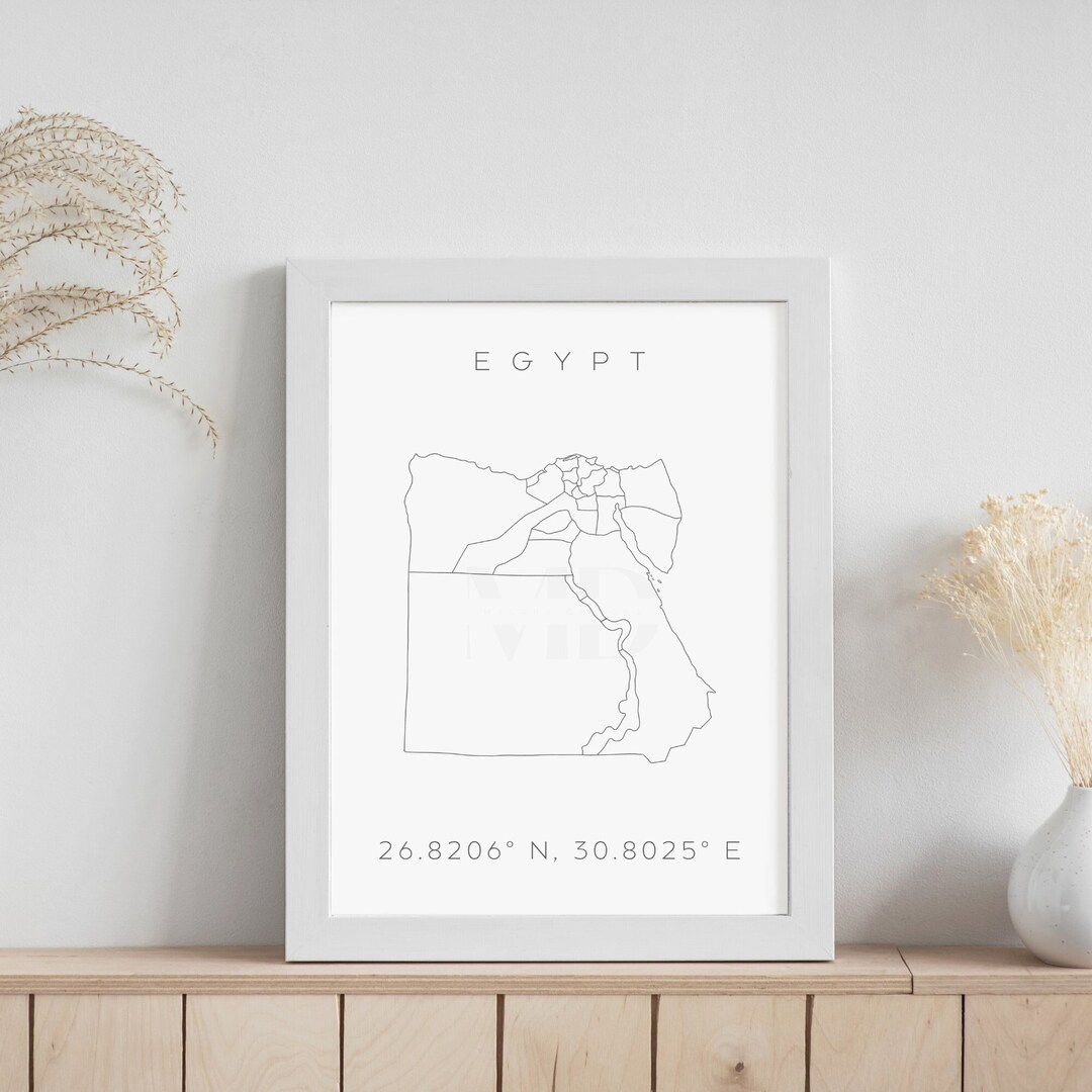 Egypt Map Outline, Minimal Egypt Map, Modern Egypt Map, Modern Egypt ...