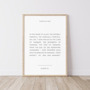 Surah Al-nas Poster, Modern Islamic Art, Minimal Islamic Wall Art ...
