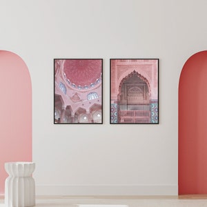 Pink Mosque Wall Art, Pink Islamic Wall Art, Putra Mosque , Minimal ...