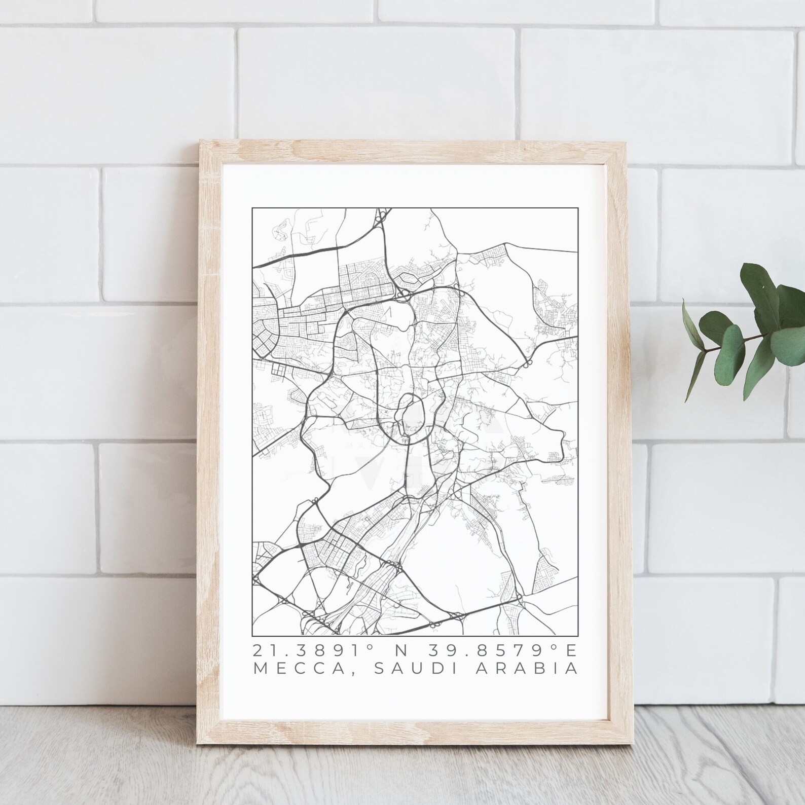 Mecca Co-ordinates Wall Art Mecca Wall Art Islamic Wall Art - Etsy