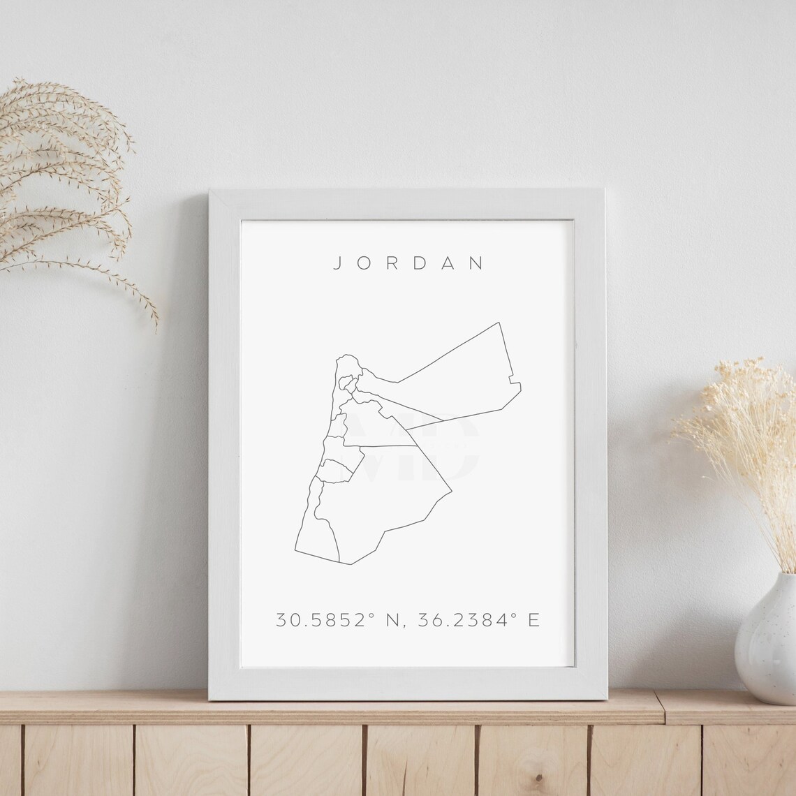 Jordan Map Outline, Minimal Jordan Map, Modern Jordan Map, Minimal ...