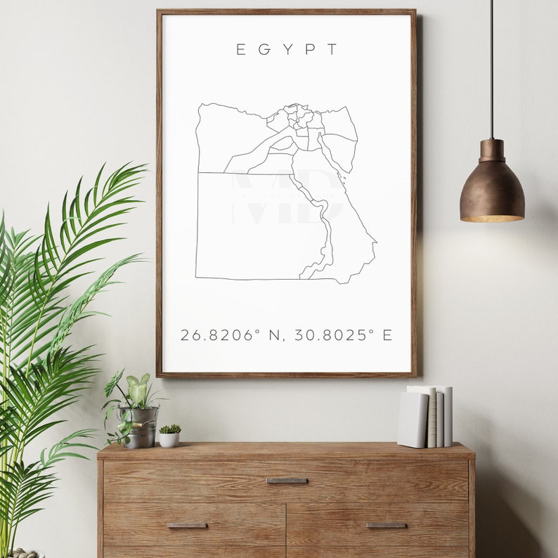 Egypt Map Outline Minimal Egypt Map Modern Egypt Map Modern - Etsy