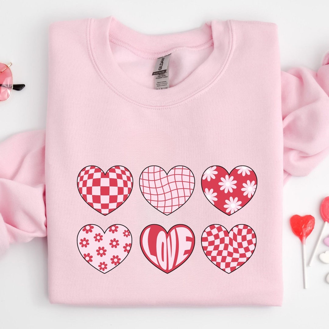 Cute Trendy Heart Sweatshirt, Valentines Day Sweater, Women's Heart ...