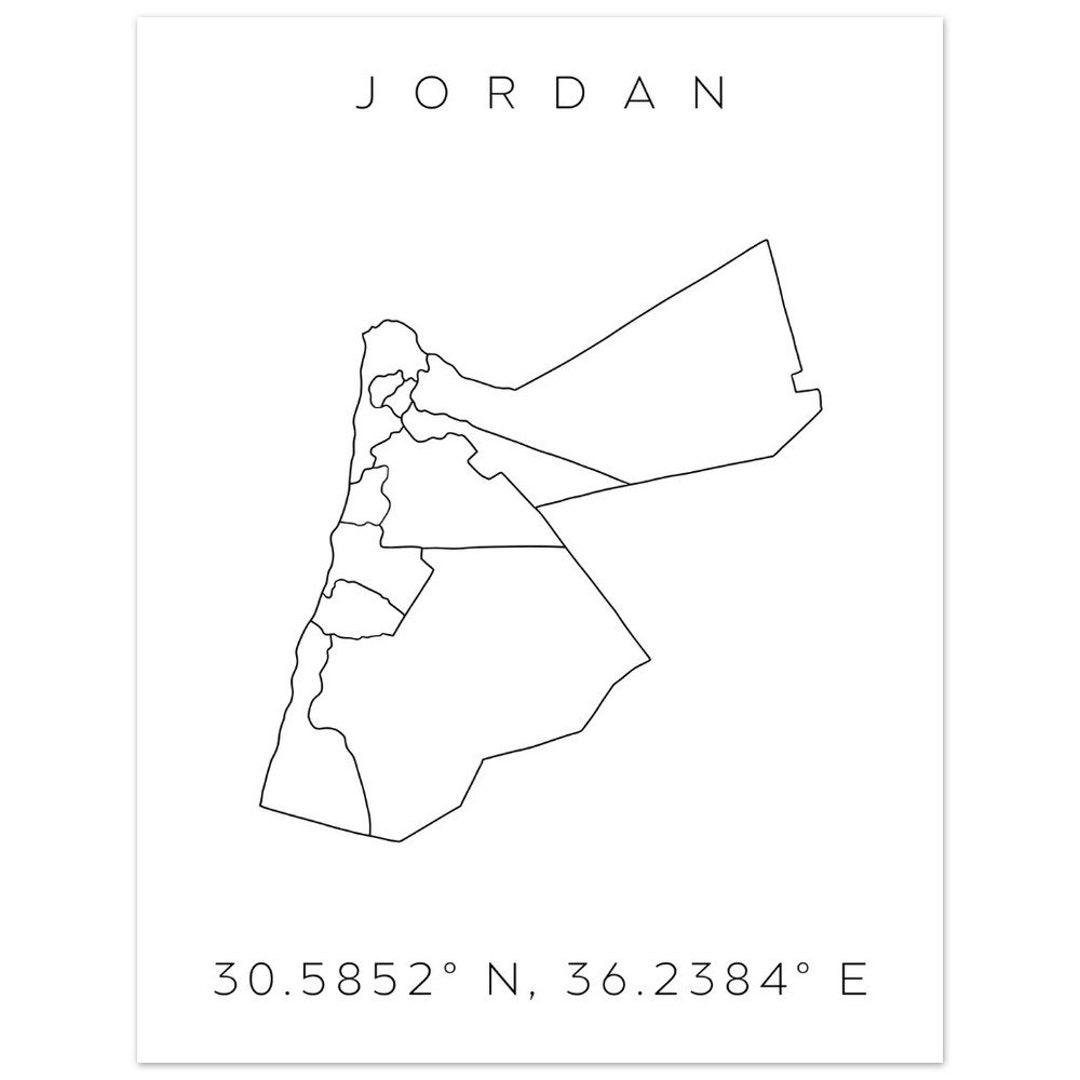 Jordan Map Outline, Minimal Jordan Map, Modern Jordan Map, Minimal ...