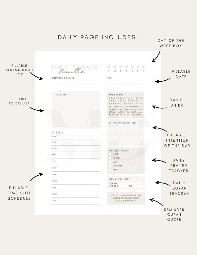 Muslim Daily Planner Muslim Journal With Stickers Islamic - Etsy