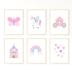 Set of 6 Unicorn Fairy Tale Wall Art Set, PRINTABLE Unicorn Art, Girls ...