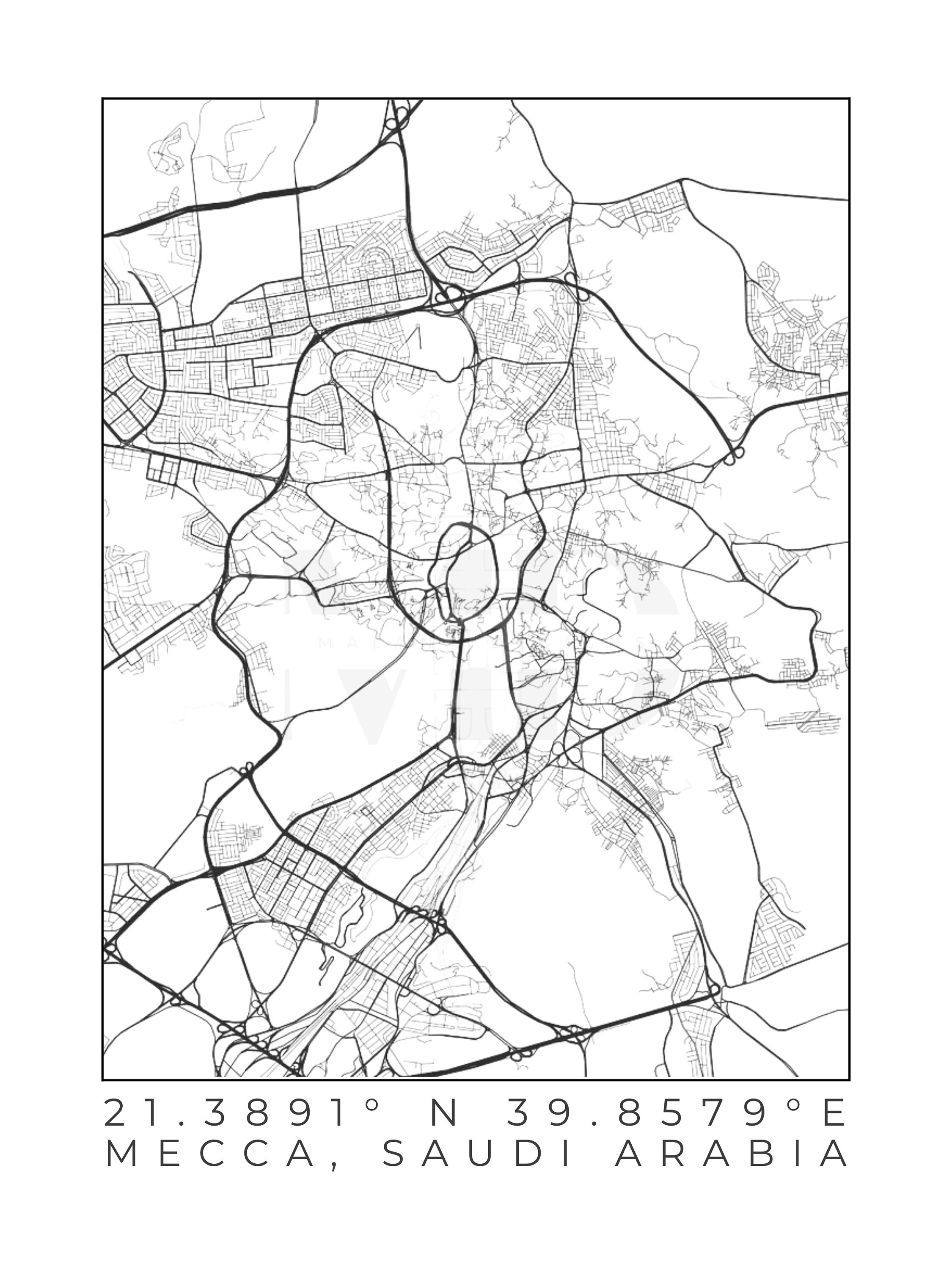 Mecca Co-ordinates Wall Art Mecca Wall Art Islamic Wall Art - Etsy