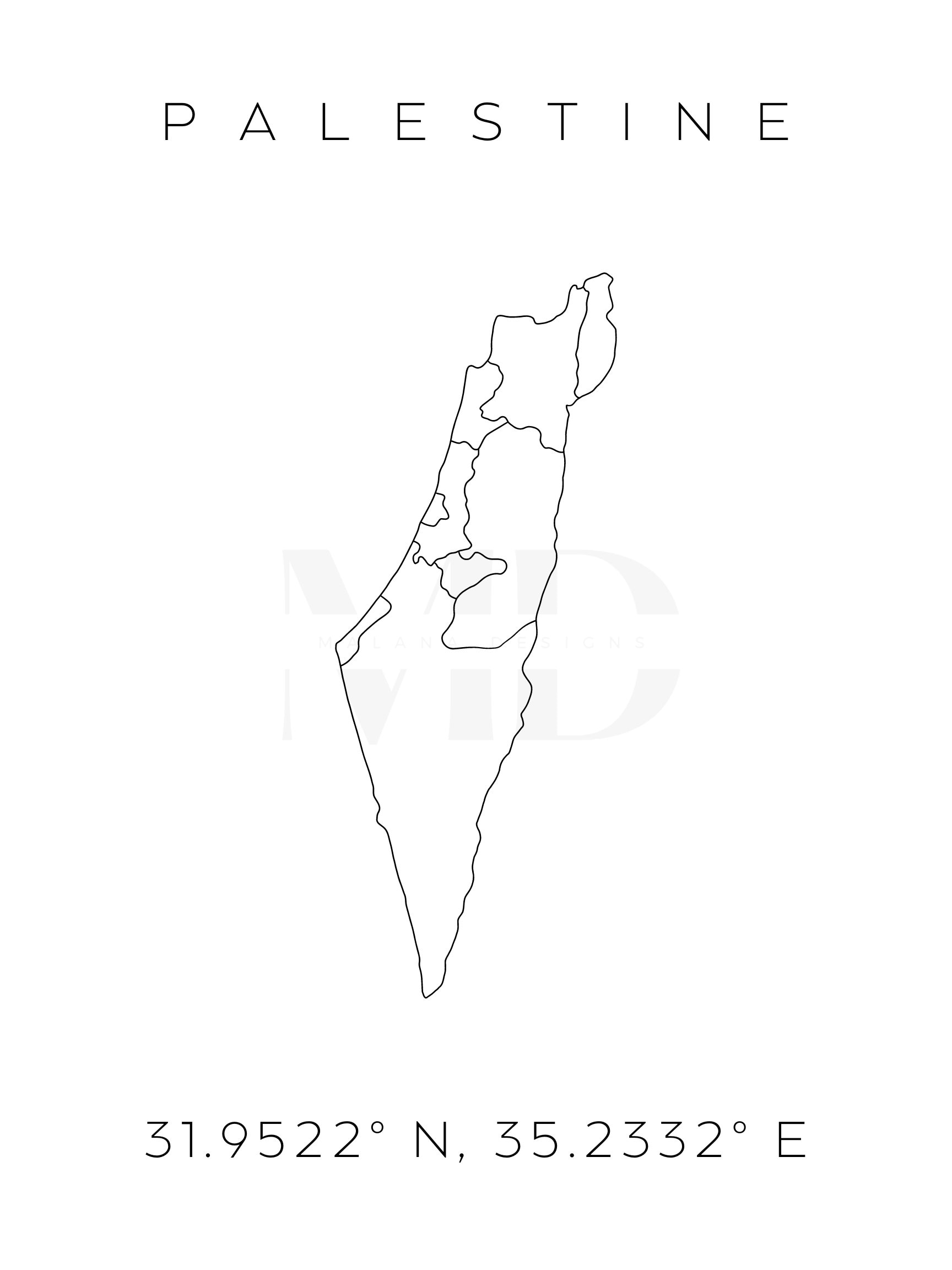 Esquema del mapa de Palestina, Mapa de Palestina mínima, Arte de ...