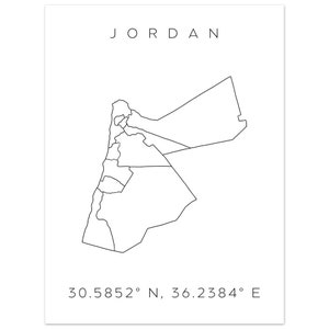 Jordan Map Outline, Minimal Jordan Map, Modern Jordan Map, Minimal ...