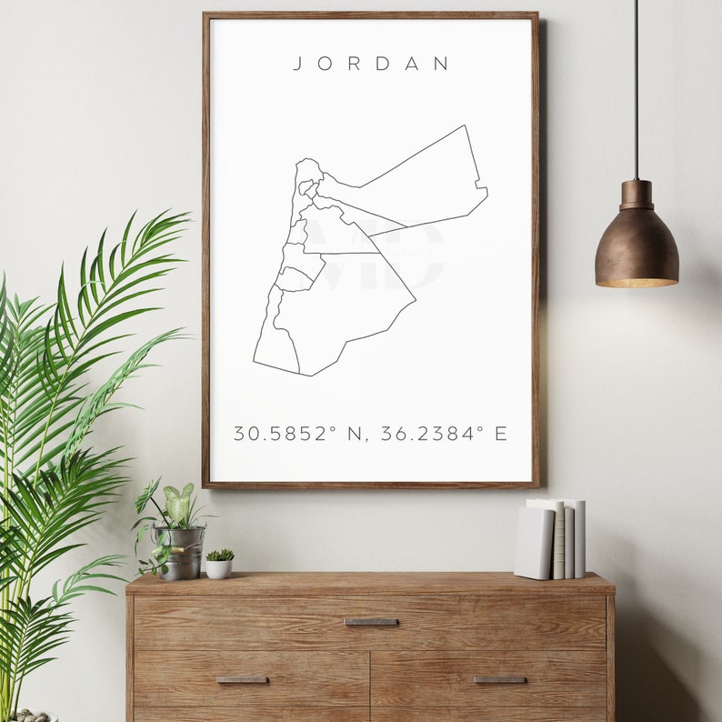 Jordan Map Outline, Minimal Jordan Map, Modern Jordan Map, Minimal ...