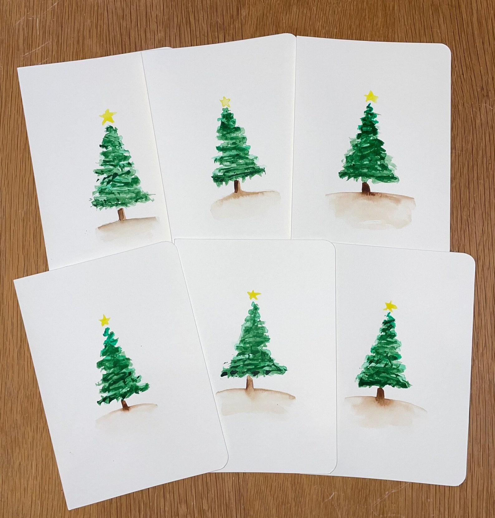 6 Pack - Hand Painted Watercolor Christmas Cards - Etsy