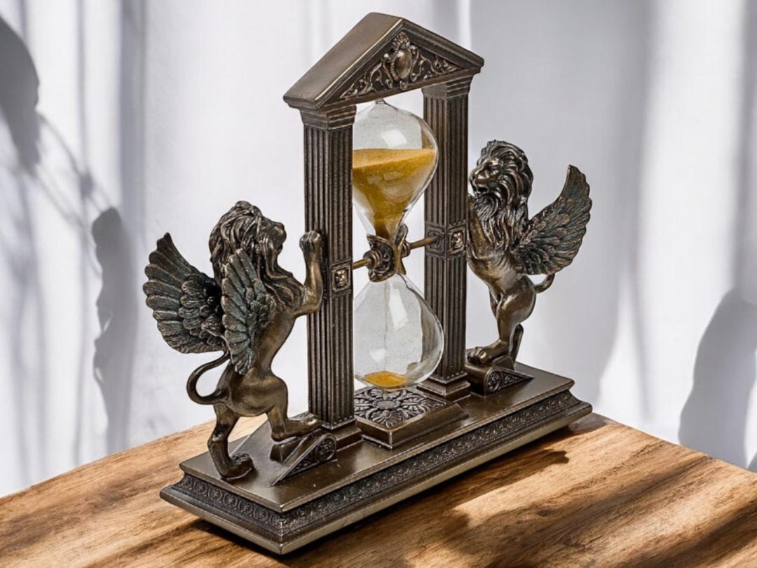 Winged Lion Hourglass Brown Resin & Marble Dust Decorative Timer by ...