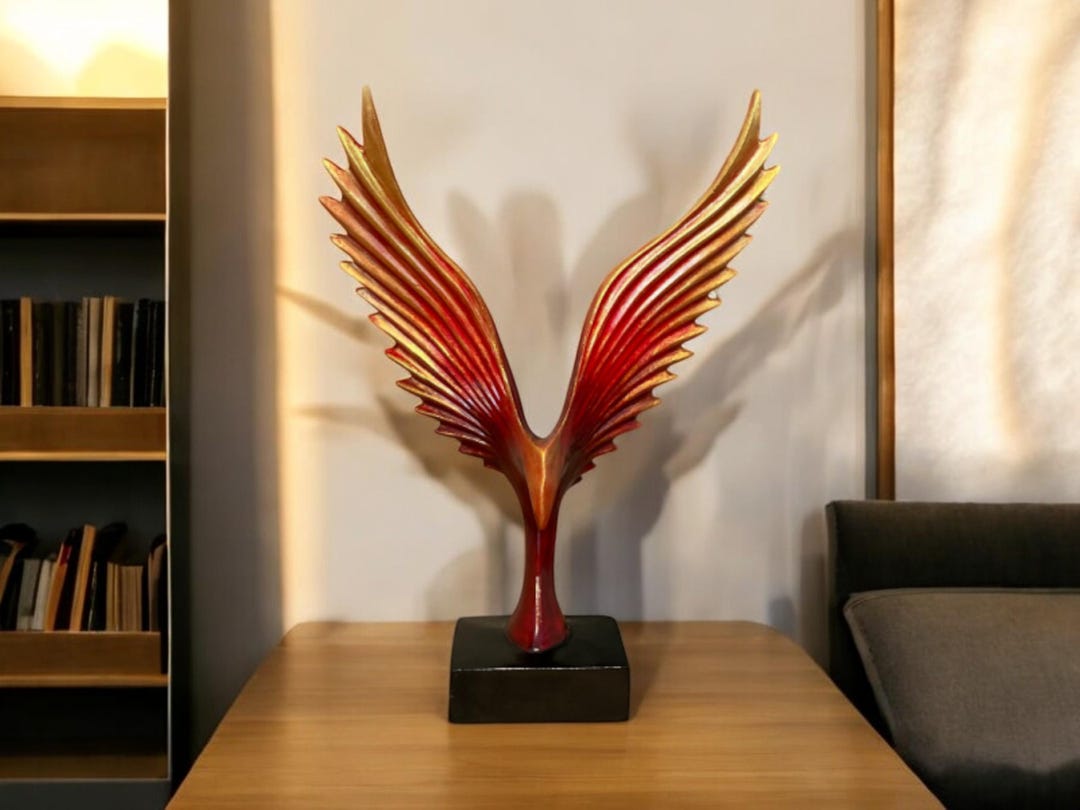 Decorative Phoenix Bird Figurine Red Winged Sculpture for Home & Office ...