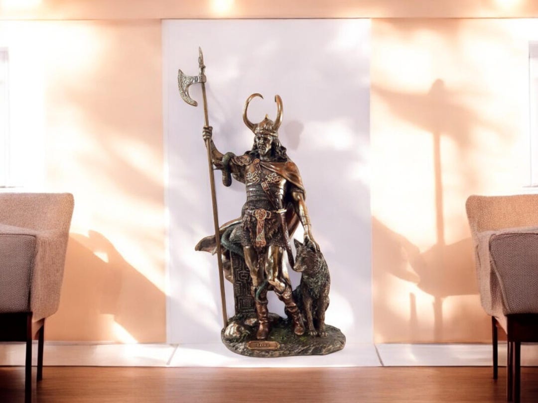 Scandinavian Mythology Loki Figurine Metallic Resin & Marble Dust ...