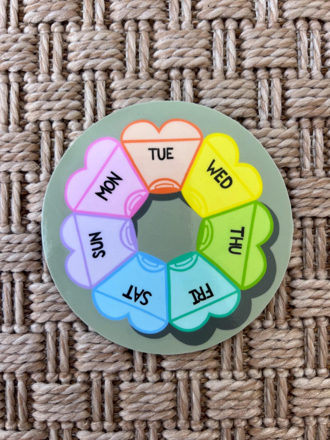 Pill Organizer Circular Sticker “happy”, Happy Pill Rainbow Case ...