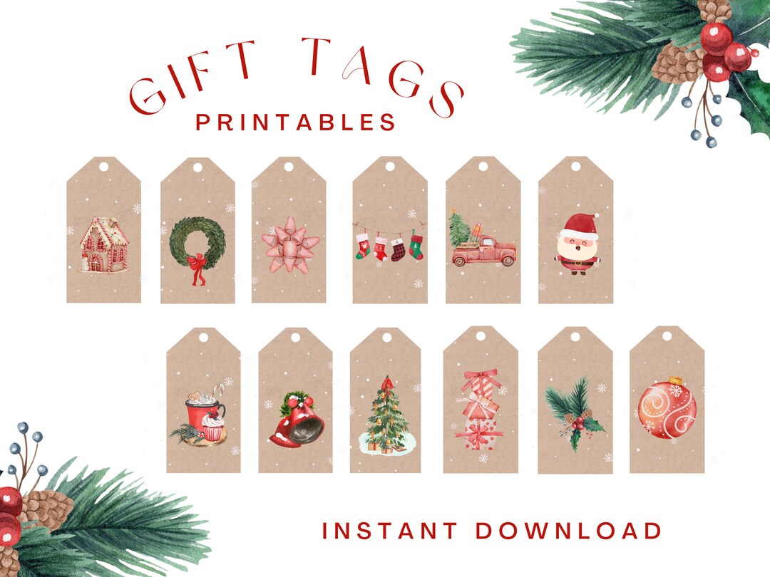 Printable Christmas Gift Tags, Printable, Christmas Tags, Printable ...