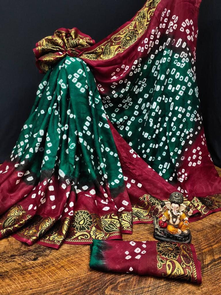 Handmade Handicraft Kacchi Work Bandhej Bandhani Saree,handcrafted ...
