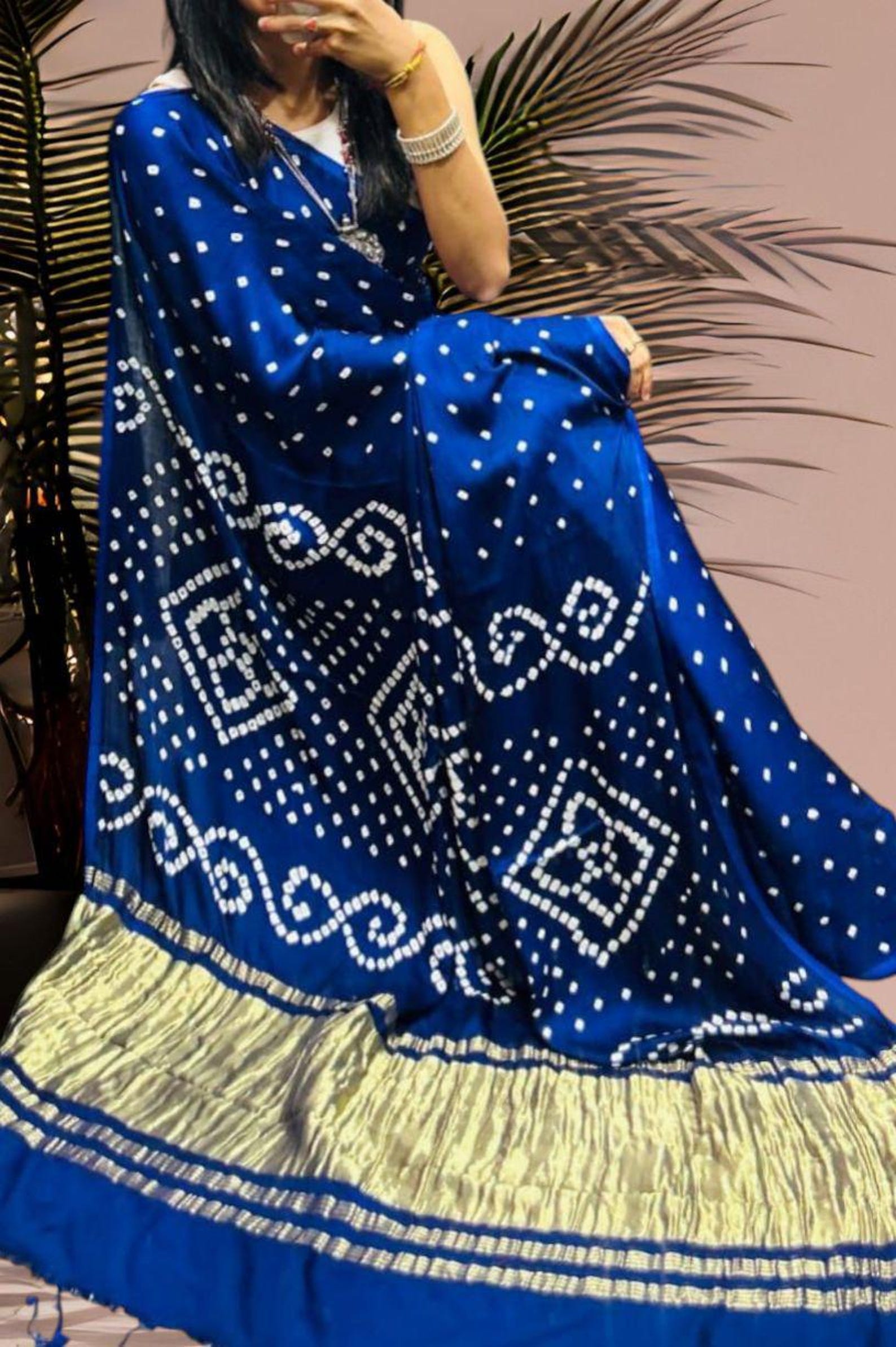 Modal Gaji Silk Bandhani Saree: Lagdi Patta, Fancy Jaripallu - Etsy