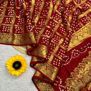 Handmade Handicraft Kacchi Work Bandhej Bandhani Saree,handcrafted ...