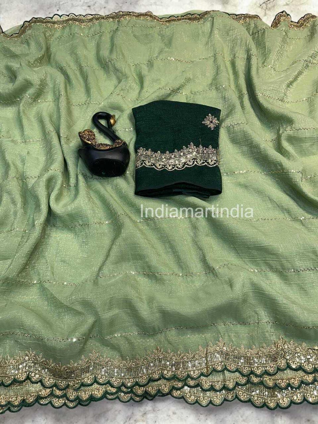 Glamorous Soft Crunchy Fabric Saree With Elegant Sequins & Zari ...