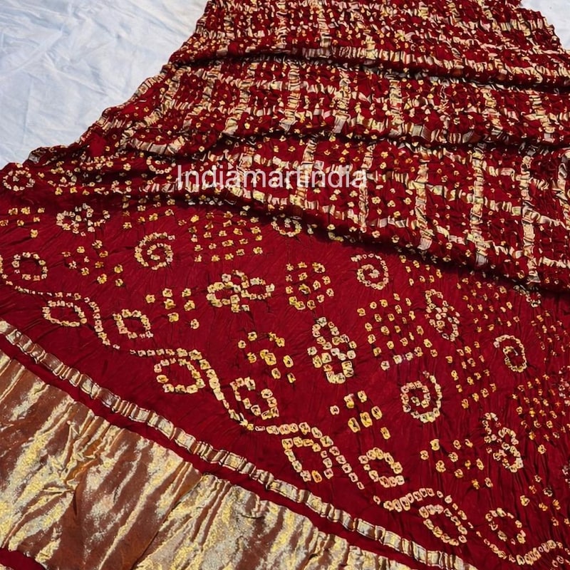 Bandhani Saree Red - Etsy