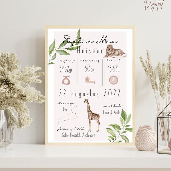 Custom Birth Details Poster - Etsy