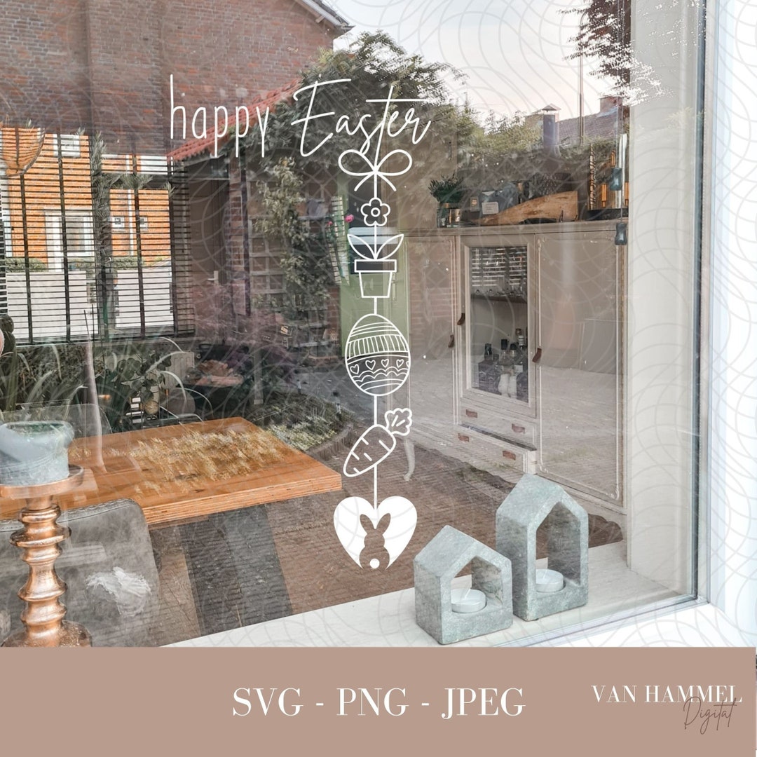 Happy Easter SVG PNG JPEG | Window Cling Download | Window Cling Svg ...