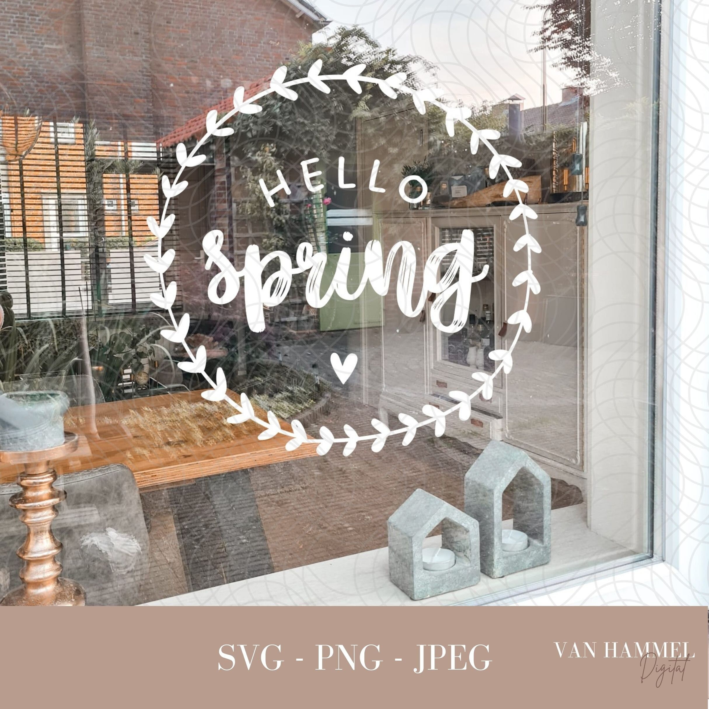 Hello Spring Wreath SVG PNG JPEG | Cut File | Silhouette Cameo | for ...