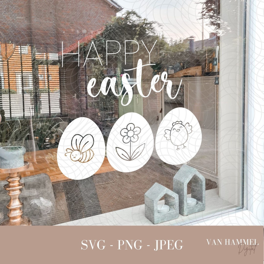 Happy Easter Easter Eggs SVG PNG JPEG | Window Cling Download | Window ...