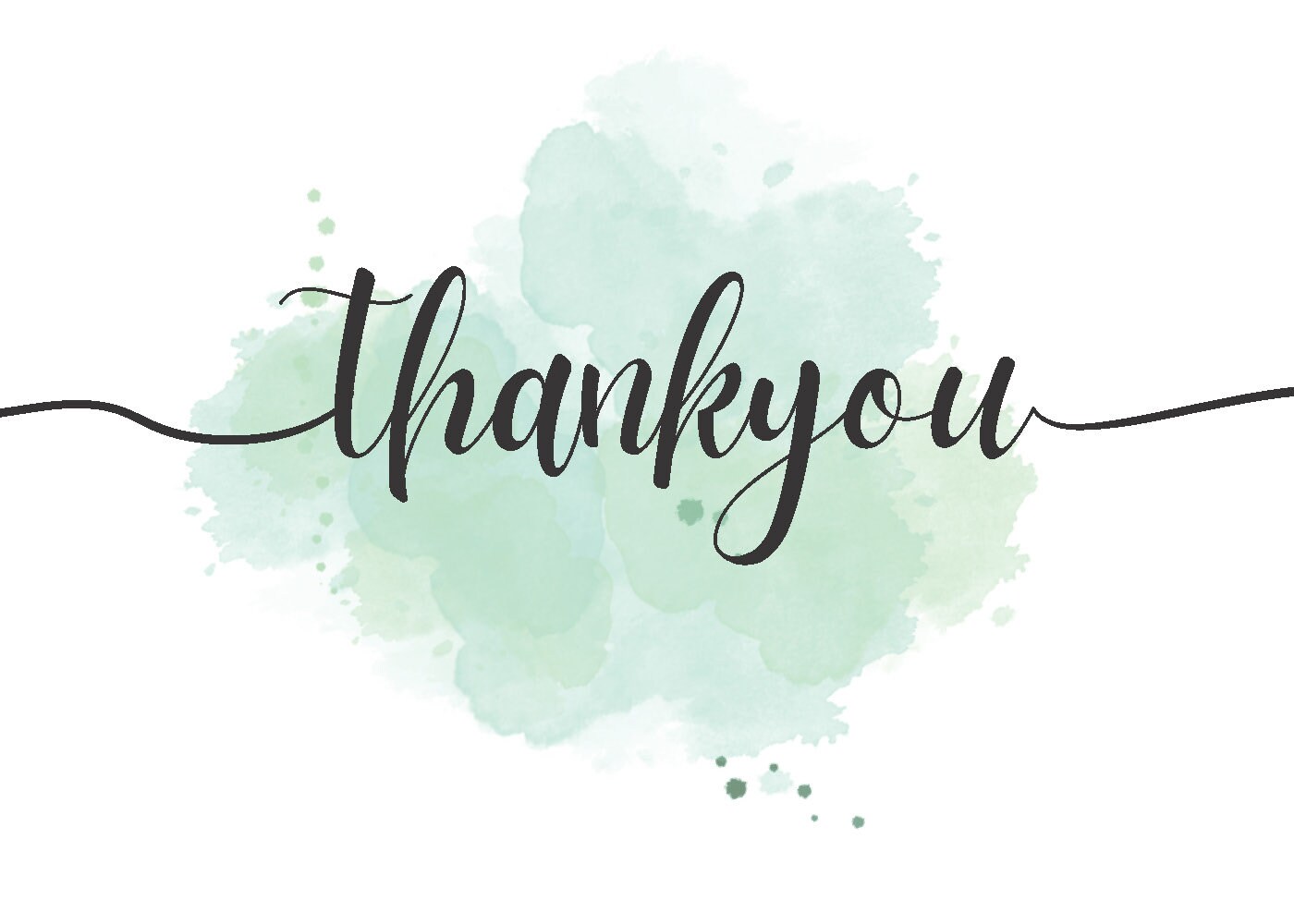 Green Watercolor Thank You Card, Digital, Printable, Downloadable in 3 ...