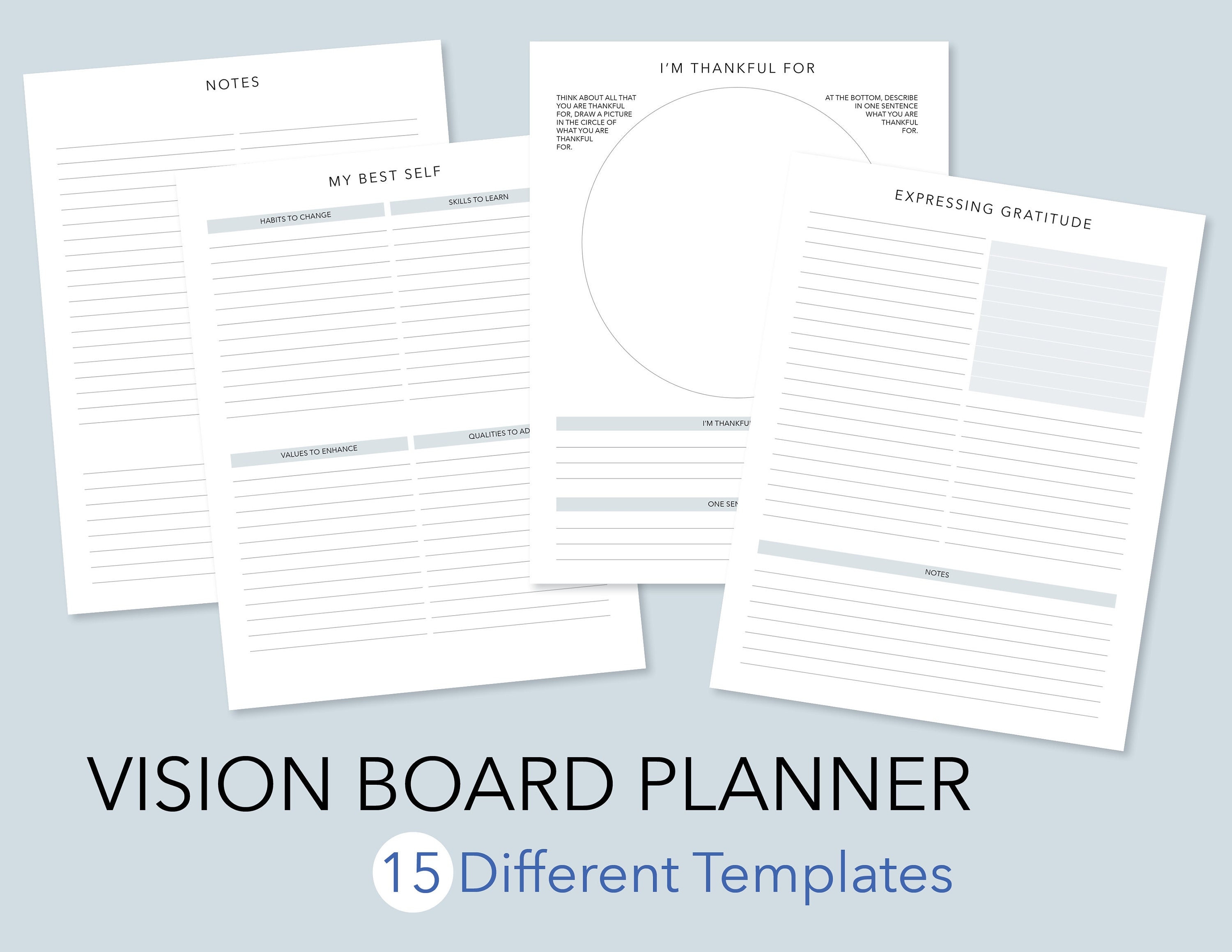 Vision Board Planner, Wellness Wheel, Instant Download, Printable - Etsy