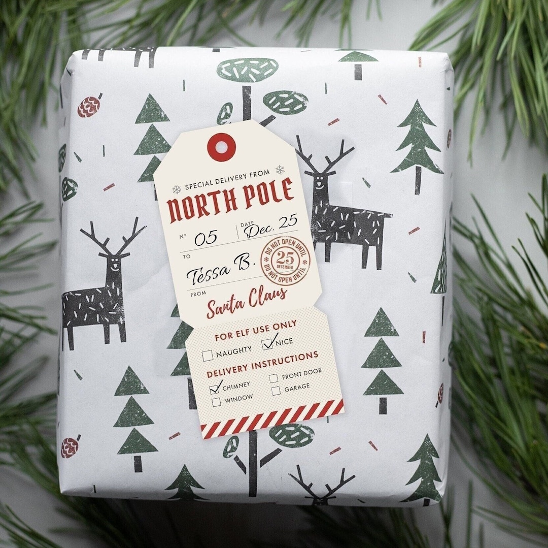 Gift Tags From Santa, Christmas Labels, Digital File, Download, Print ...