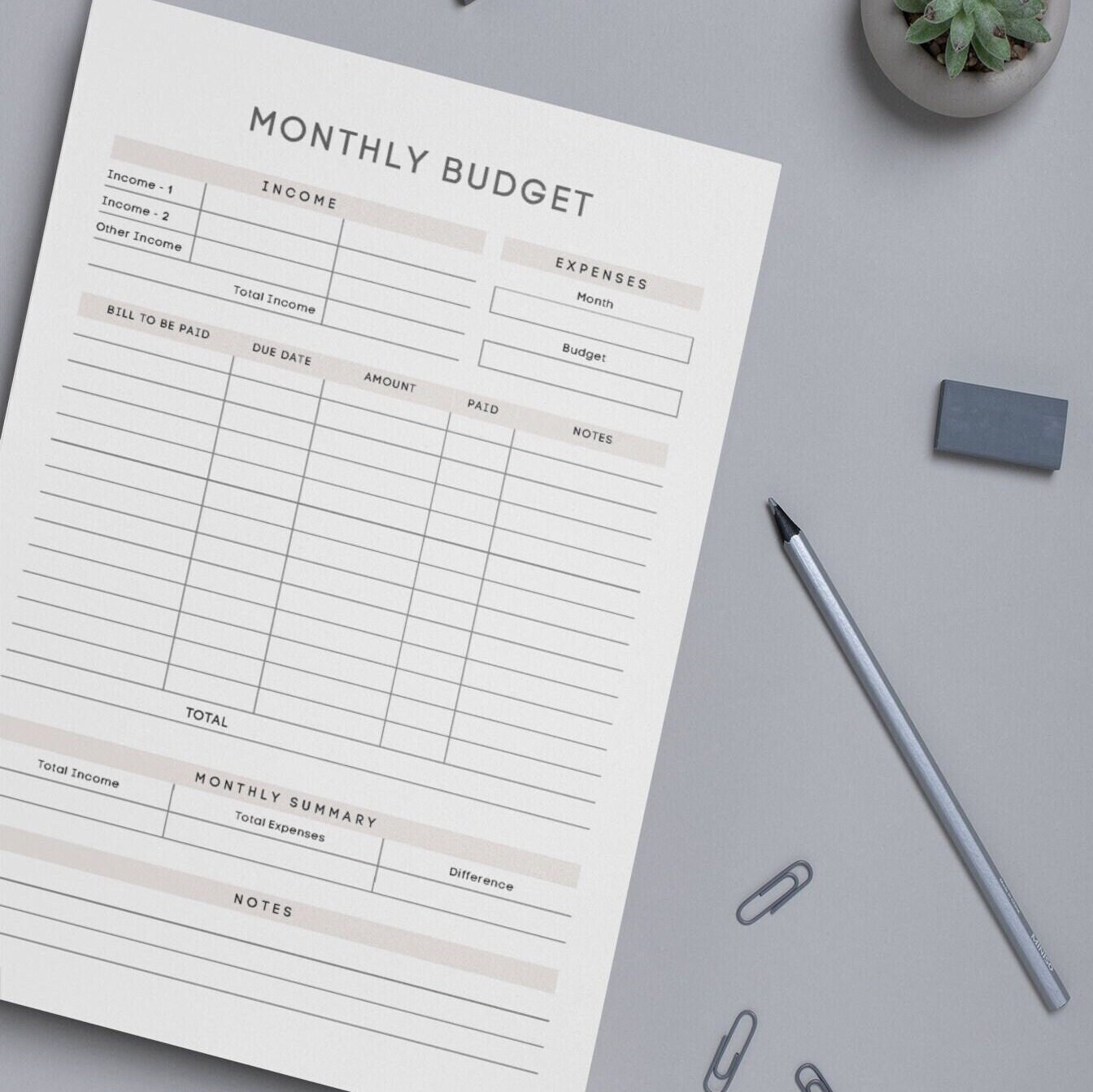 Monthly Budget Planner, Easy to Use, Digital Download, Printable - Etsy