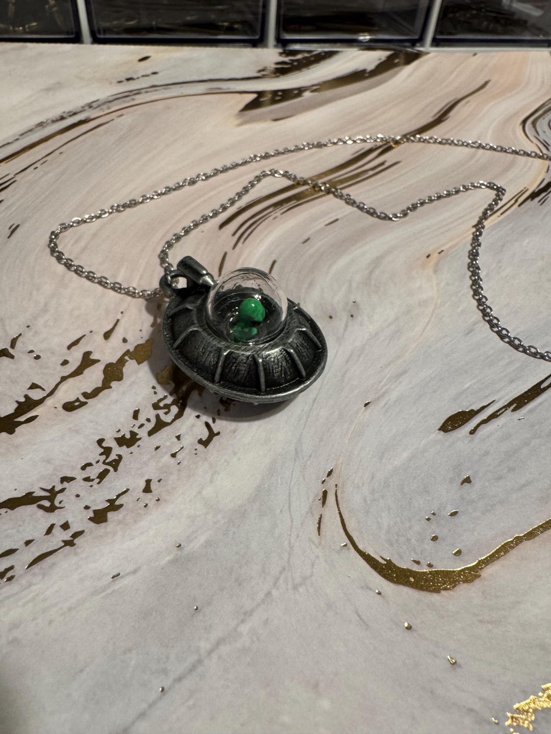 Alien Spaceship Pendant Necklace, Lock and Key Clasp Swiftie Inspired ...