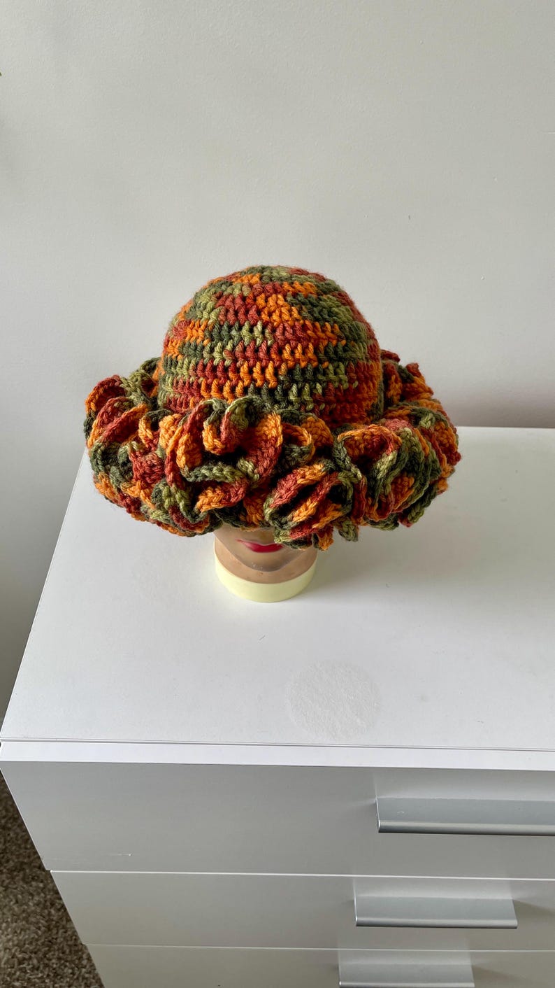 Crochet Fall Ruffle Hat (heavy Ruffles) | Crochet Bucket Hat | Crochet ...
