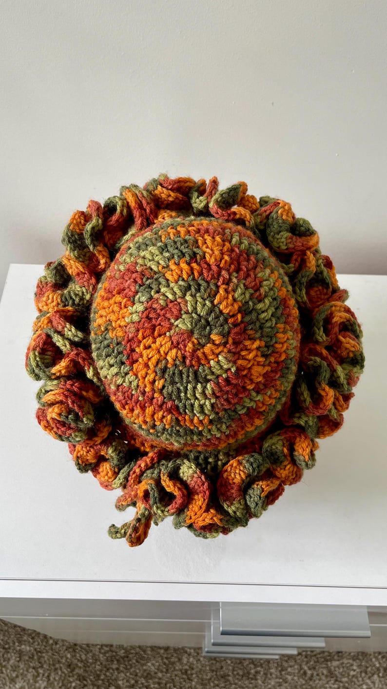 Crochet Fall Ruffle Hat (heavy Ruffles) | Crochet Bucket Hat | Crochet ...