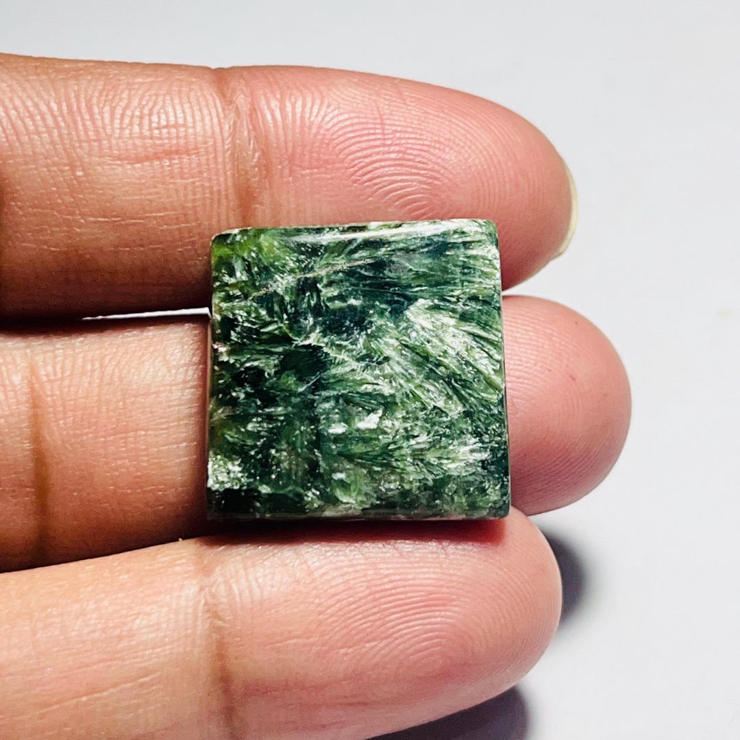 RARE Natural Seraphinite Cabochon Square Shape Handmade Loose Gemstone ...