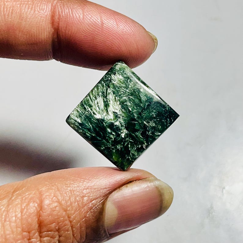 RARE Natural Seraphinite Cabochon Square Shape Handmade Loose Gemstone ...