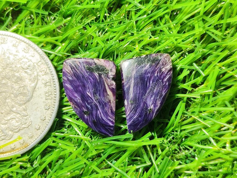 Charoite Pair Handmade Fancy Cabochons Earring Making for Jewelry. 40 ...